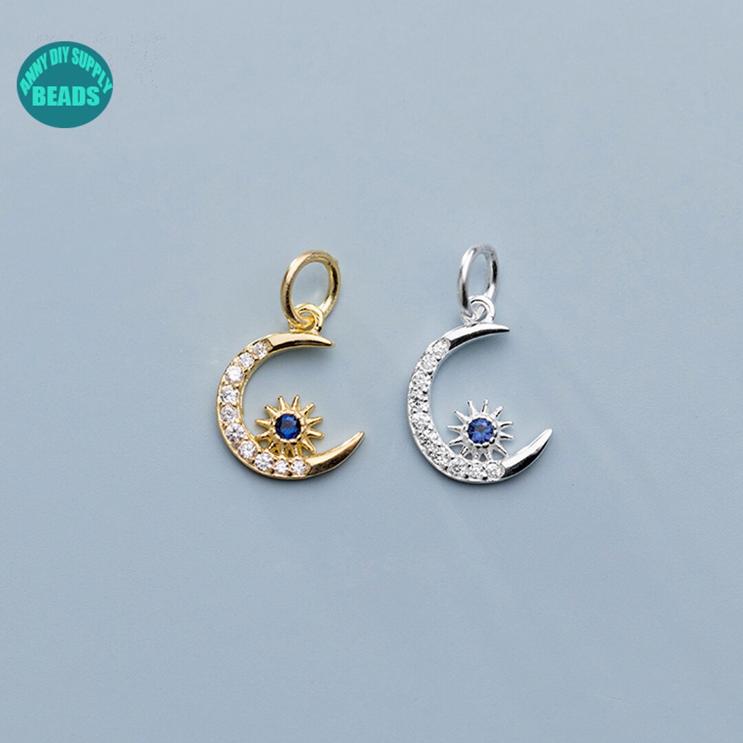 S925 Sterling Silver Moon Pendant,tiny Silver Charm,moon Necklace ...