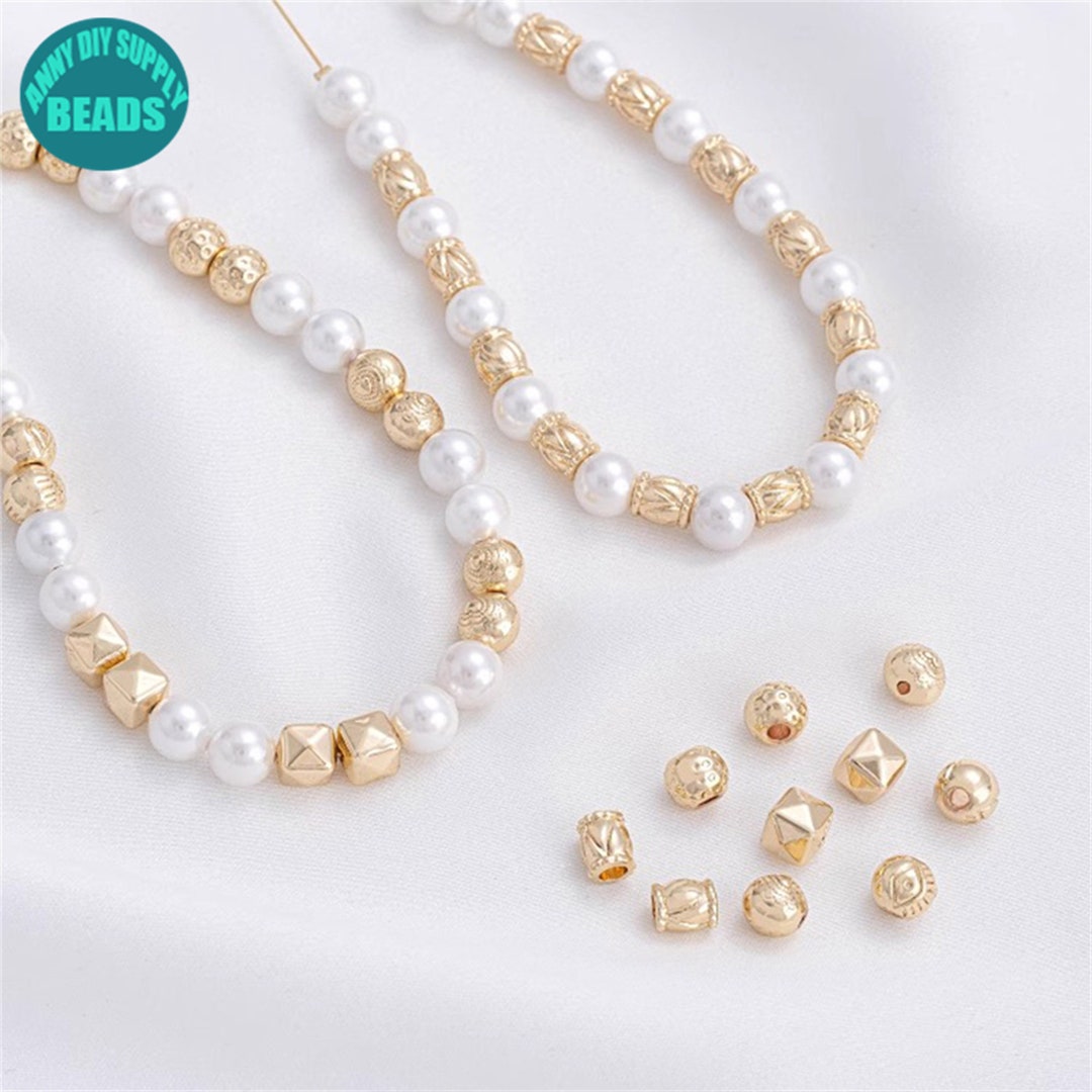 14K Real Gold Plated Brass Beads,gold Plated Heart Beads,gold Round ...