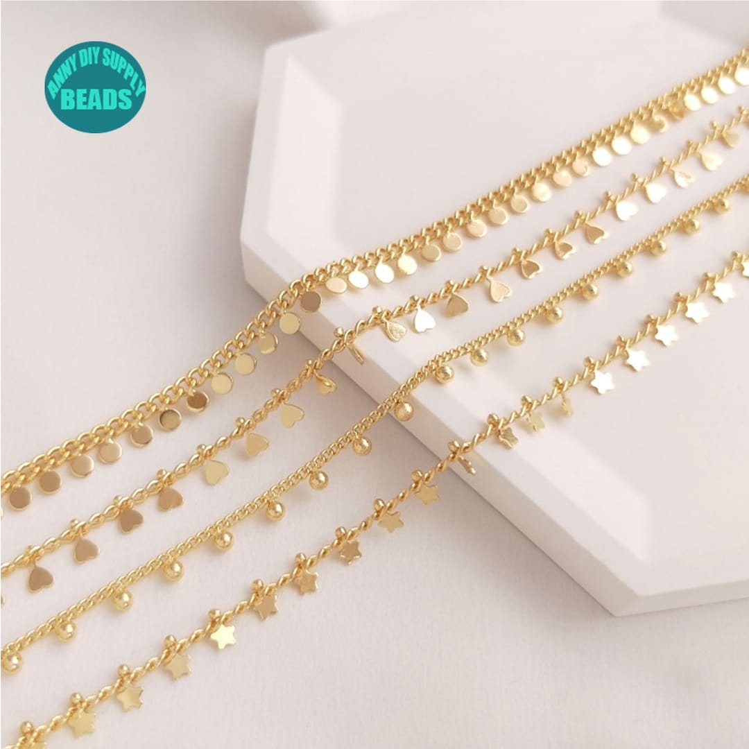 14K Real Gold Plated Necklace Chain,gold Chain With Little Charms - Etsy