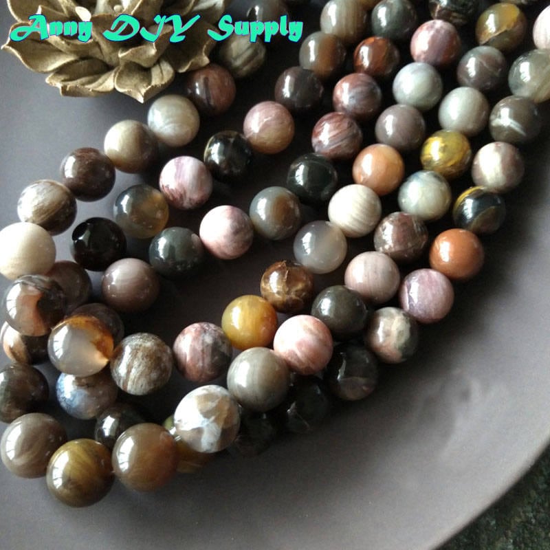 6/8/10/12mm Burma Silicified Wood Jasper Beadspetrified Wood - Etsy