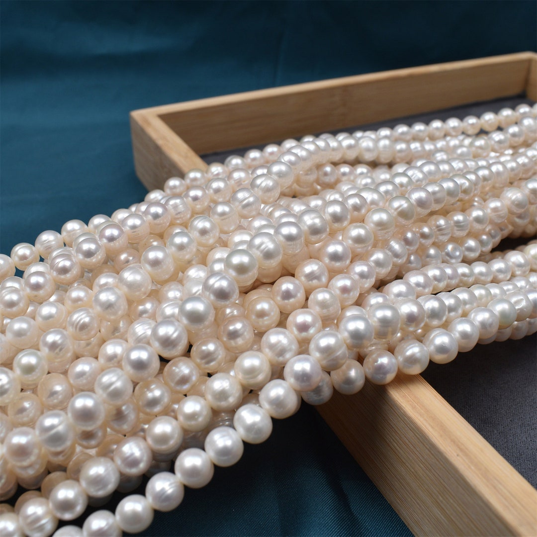 6-7mm Freshwater Pearl,circle Round Pearl Beads,natural Pearl Beadsfull ...