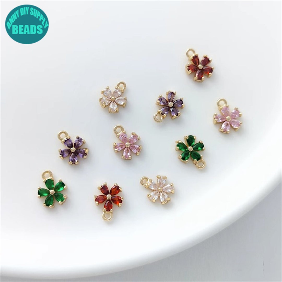 7mm 14k Gold Plated Flower Charm,necklace Charm,earring Charm,bracelet ...