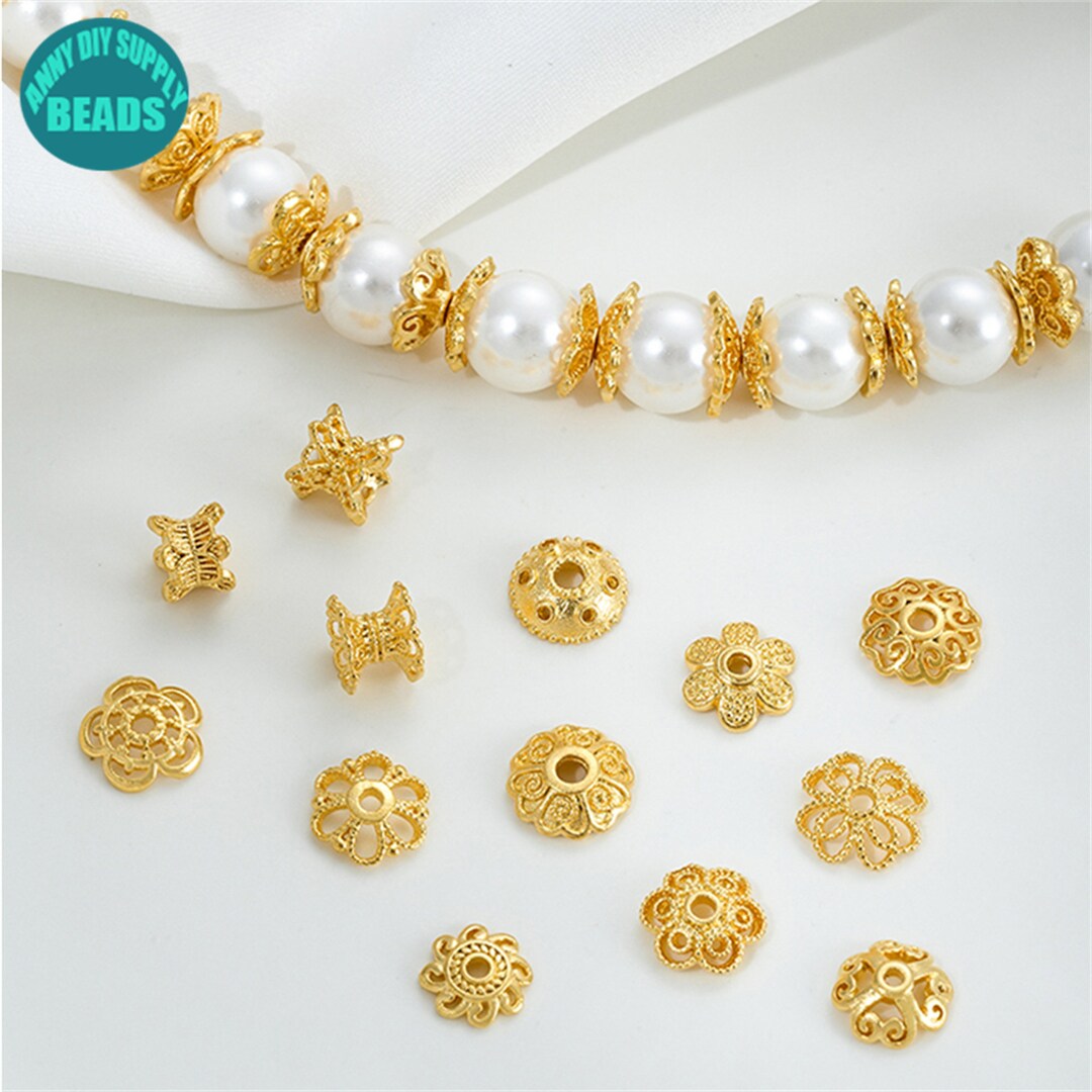 7/8mm 18K Real Matt Gold Plated Brass Bead Caps,flower Bead Caps,gold ...