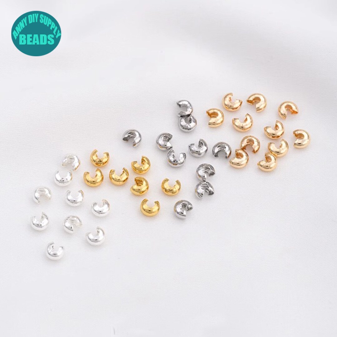 2.5/3mm/4mm 14K Gold Plated Brass Cover Beads,14k Gold Crimp Covers ...