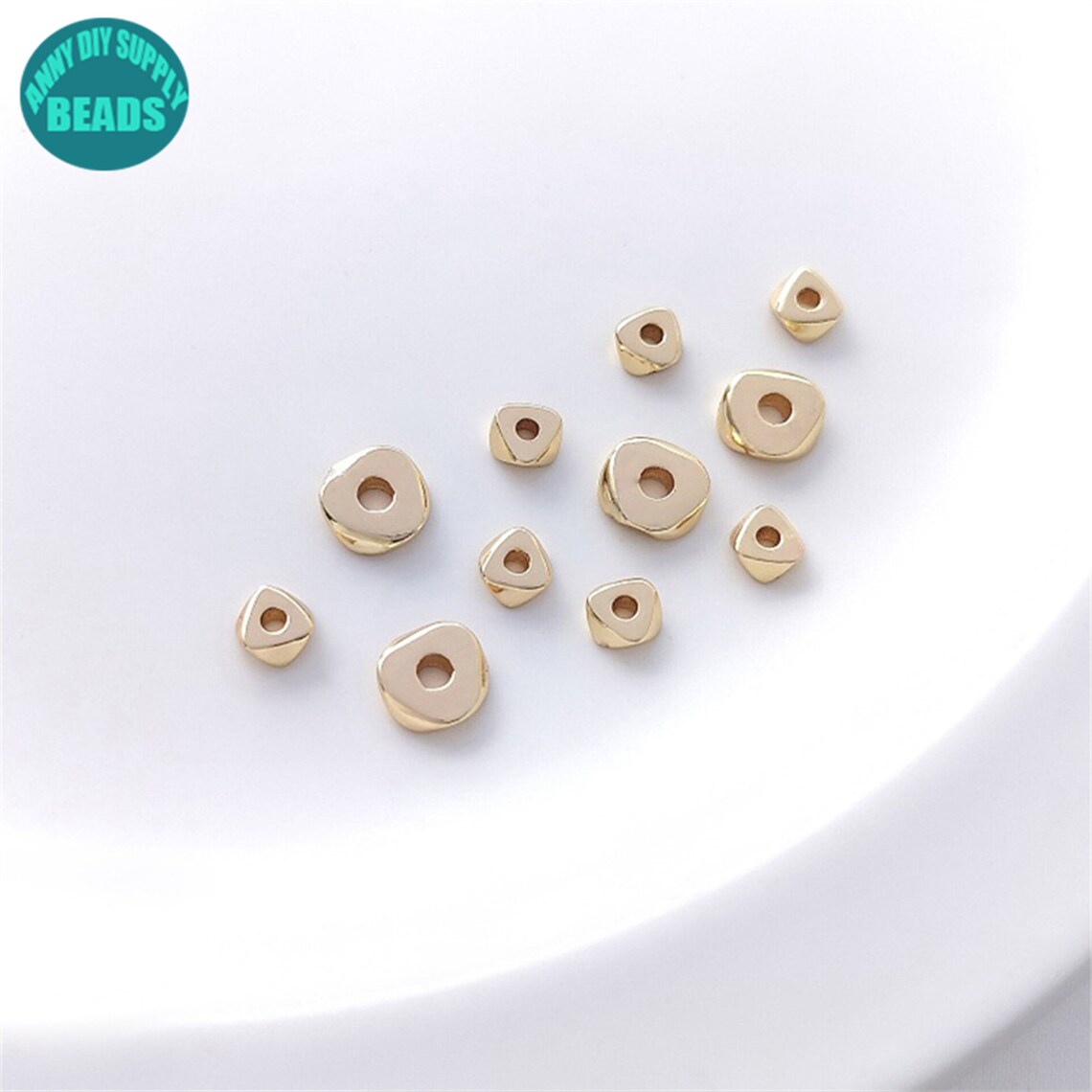 14k Gold Plated Brass Triangle Spacer Beads:bracelet Beads - Etsy