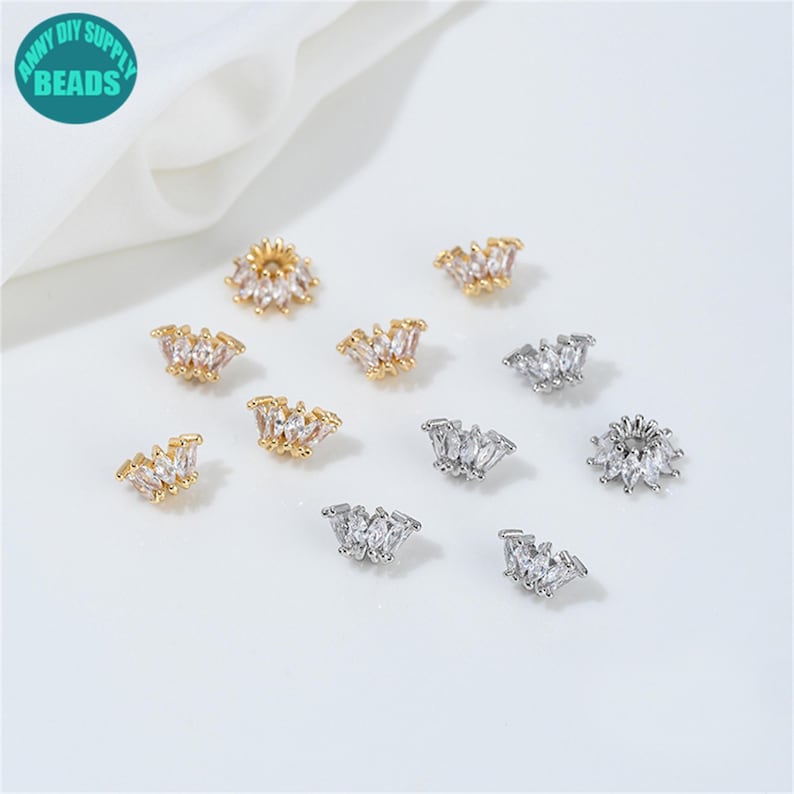 14K Gold Plated Beads,cz Paved Lotus Beads,flower Cap Beads,diy Jewelry ...
