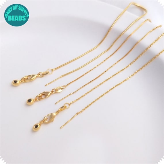 1pc 24k Gold Plated Needle Threader Chain gold Plated Necklace threader Necklace With Rubber Stoppers adjustable Necklace threader Chain Etsy