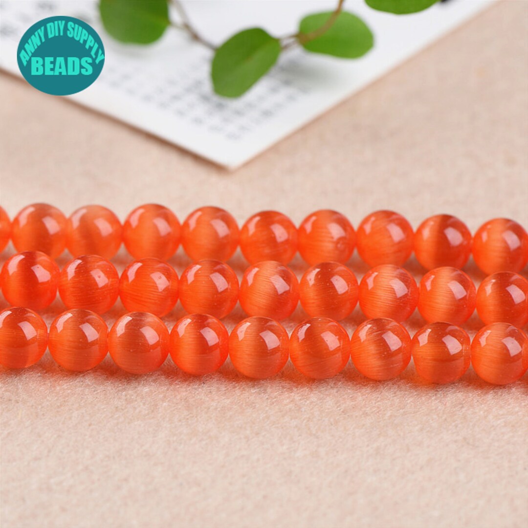6mm-12mm Dark Orange Color Cat Eye Beads,cat Eye Beads,not Nautral Full ...