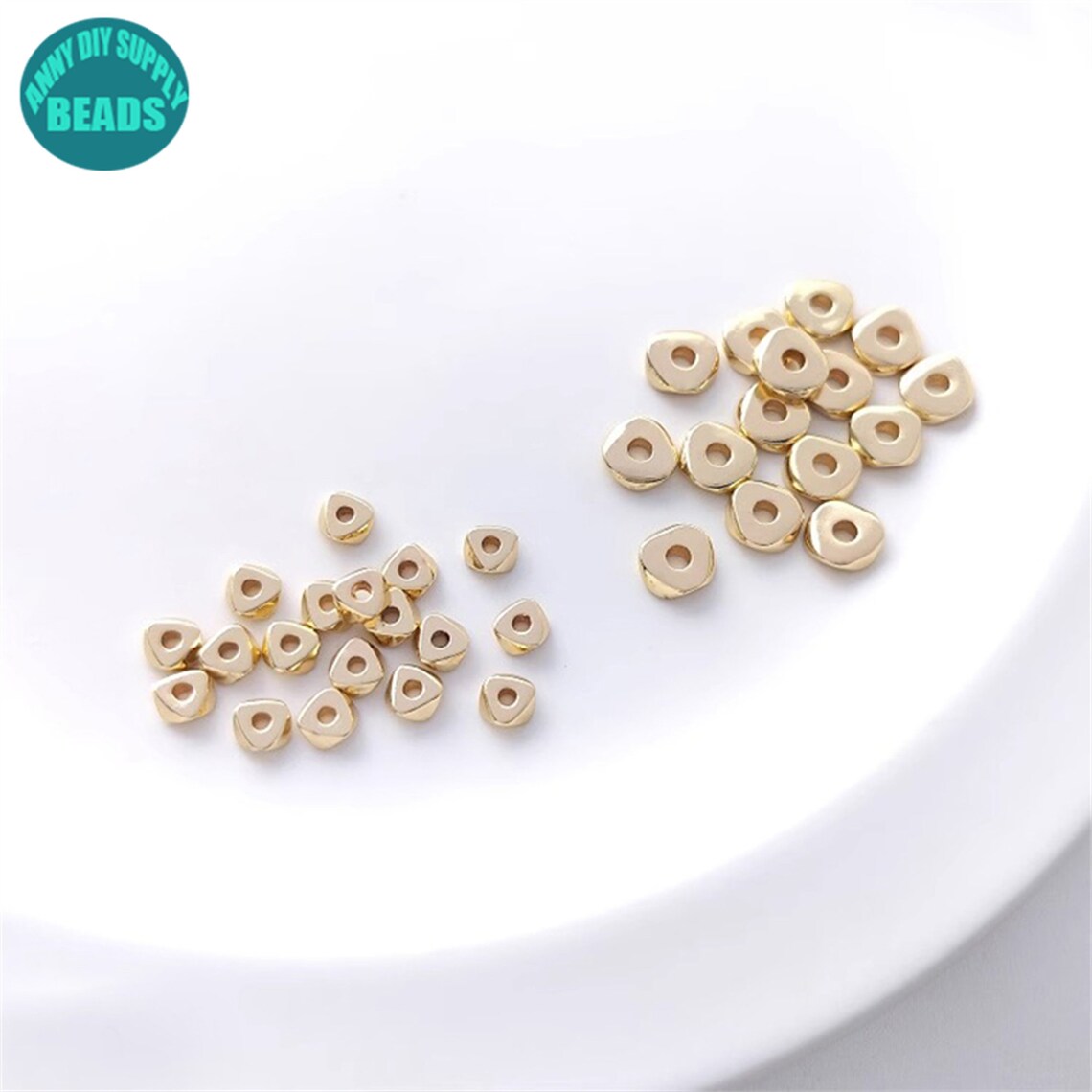 14k Gold Plated Brass Triangle Spacer Beads:bracelet Beads - Etsy