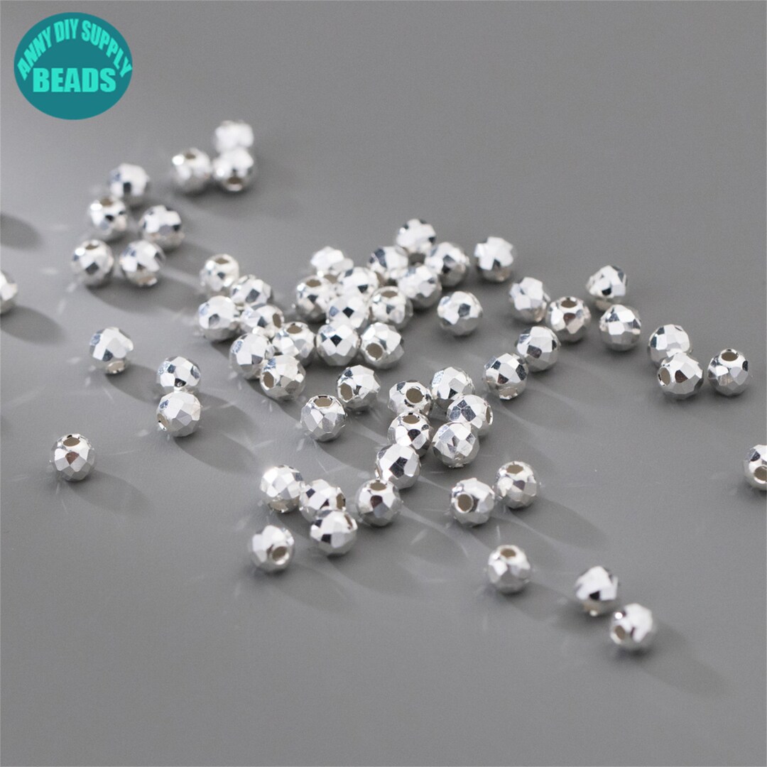 3/4/5mm S925 Solid Sterling Silver Beads,faceted Round Silver Beads,tiny Silver Beads,disco ...