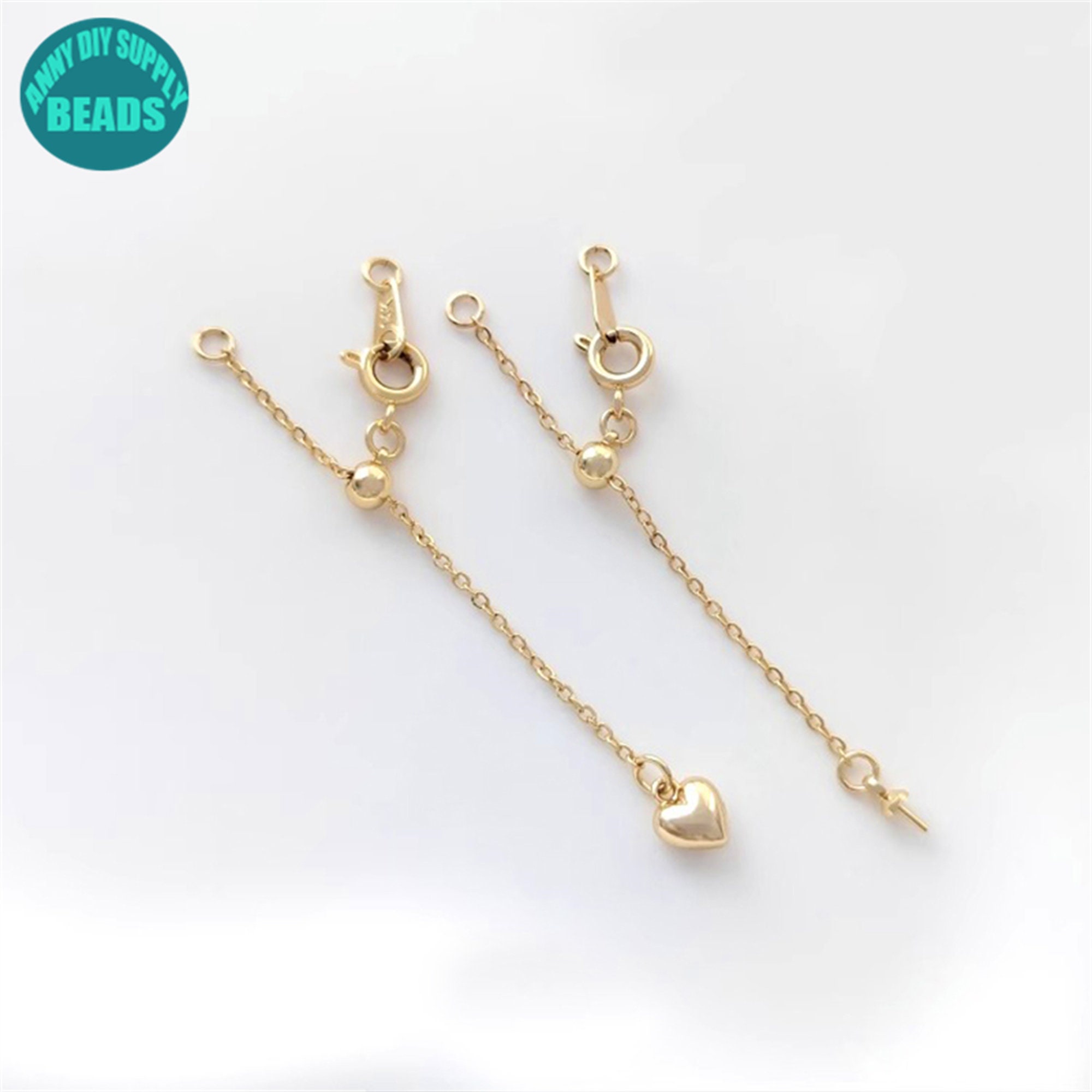 14K Gold Plated Brass Sliding Adjustable Chain Extender - 60MM - Etsy