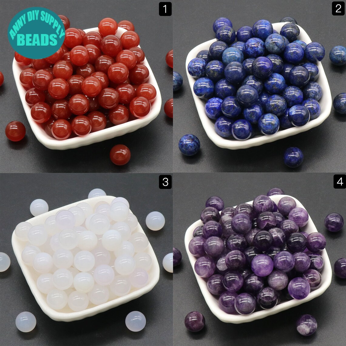 12mm No Hole Natural Gemstone Beads,no Hole Beads,no Hole Gemstone ...