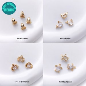 14k Gold Plated Ocean Charm Set,ocean Charms,jewelry Charms,sea Charms ...