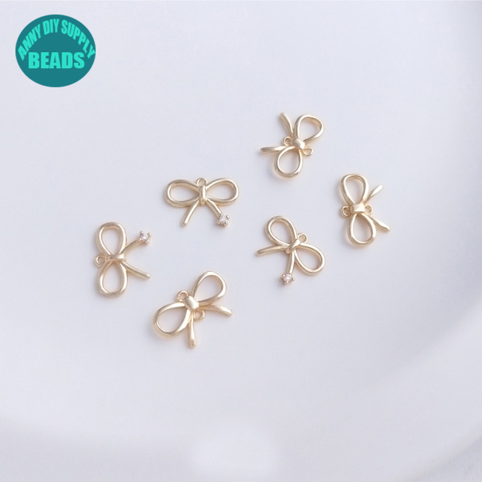14K Gold Plated Brass Bow Connector,earring Connector,bow Charm Pendant ...
