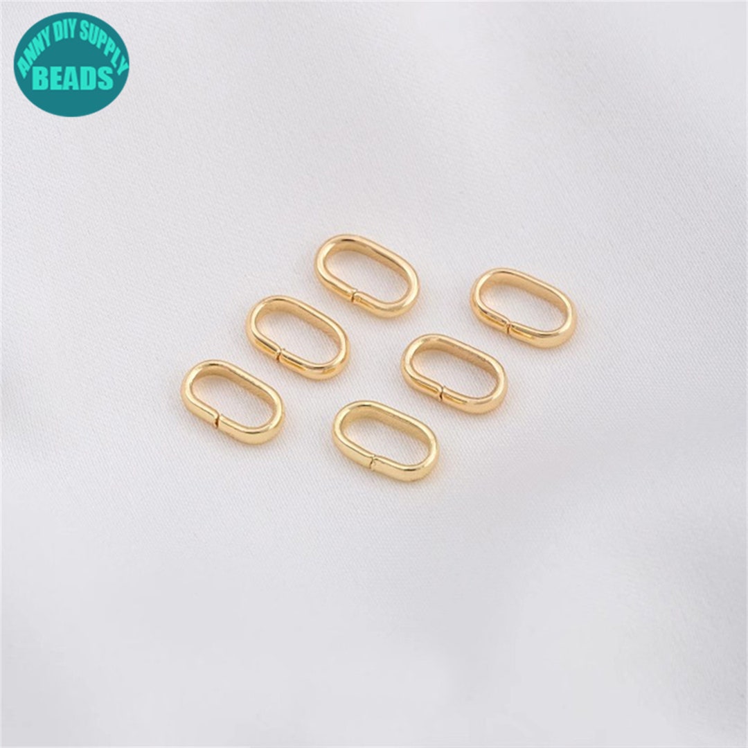 8x5mm 14K Real Gold Plated Open Rings,oval Shape Jump Rings,flat Wire ...