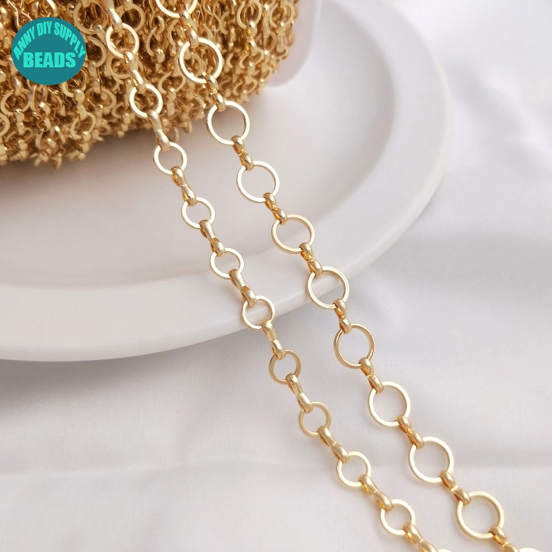 14K Real Gold Plating Chain,round Circle Chain,necklace Chain,bracelet ...