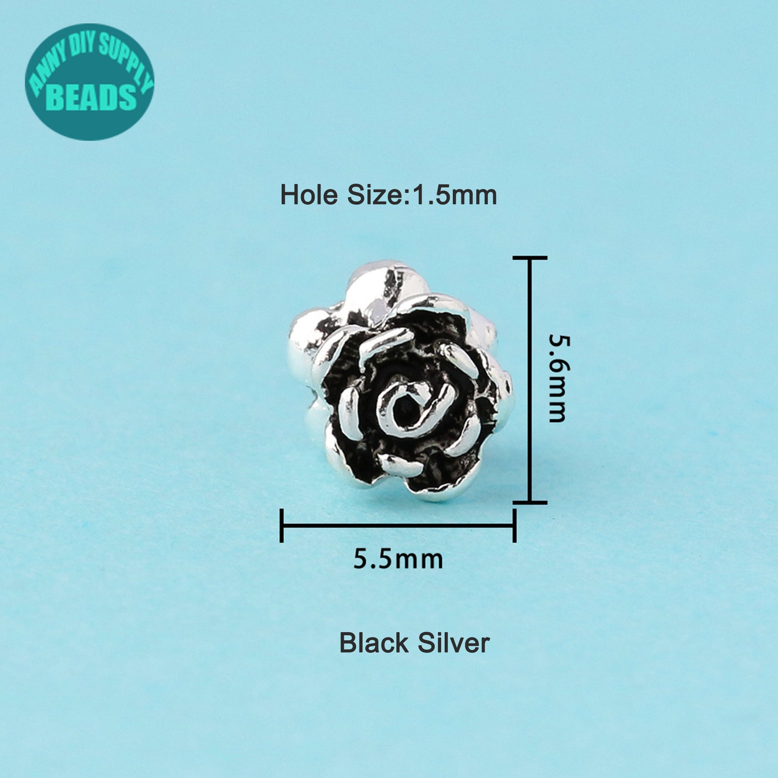 S925 Sterling Silver Rose Flower Beads,tiny Flower Beads,silver Flower ...