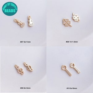 14k Gold Plated CZ Micro Paved Charms,musical Notes Charm,flower Charm ...