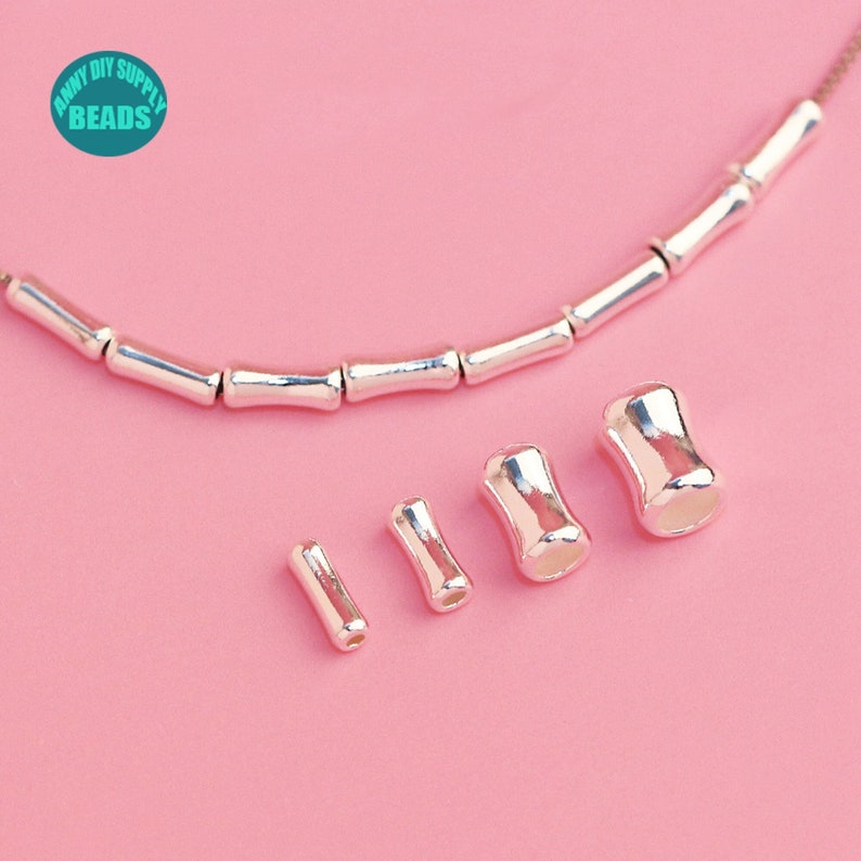 10/20/50PCS S925 Sterling Silver Tiny Tube Beads,sterling Silver Bone ...