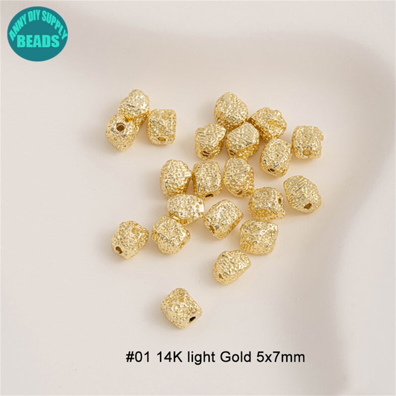 14k Gold Plated Spacer Beads,pitting Surface Irregular Shape Nugget ...