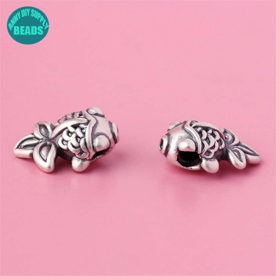 S925 3D Hard Sterling Silver Fish Beads,fish Pendant,3d Fishes Charm ...