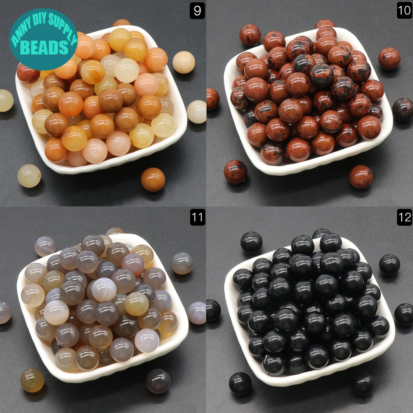 12mm No Hole Natural Gemstone Beads,no Hole Beads,no Hole Gemstone ...