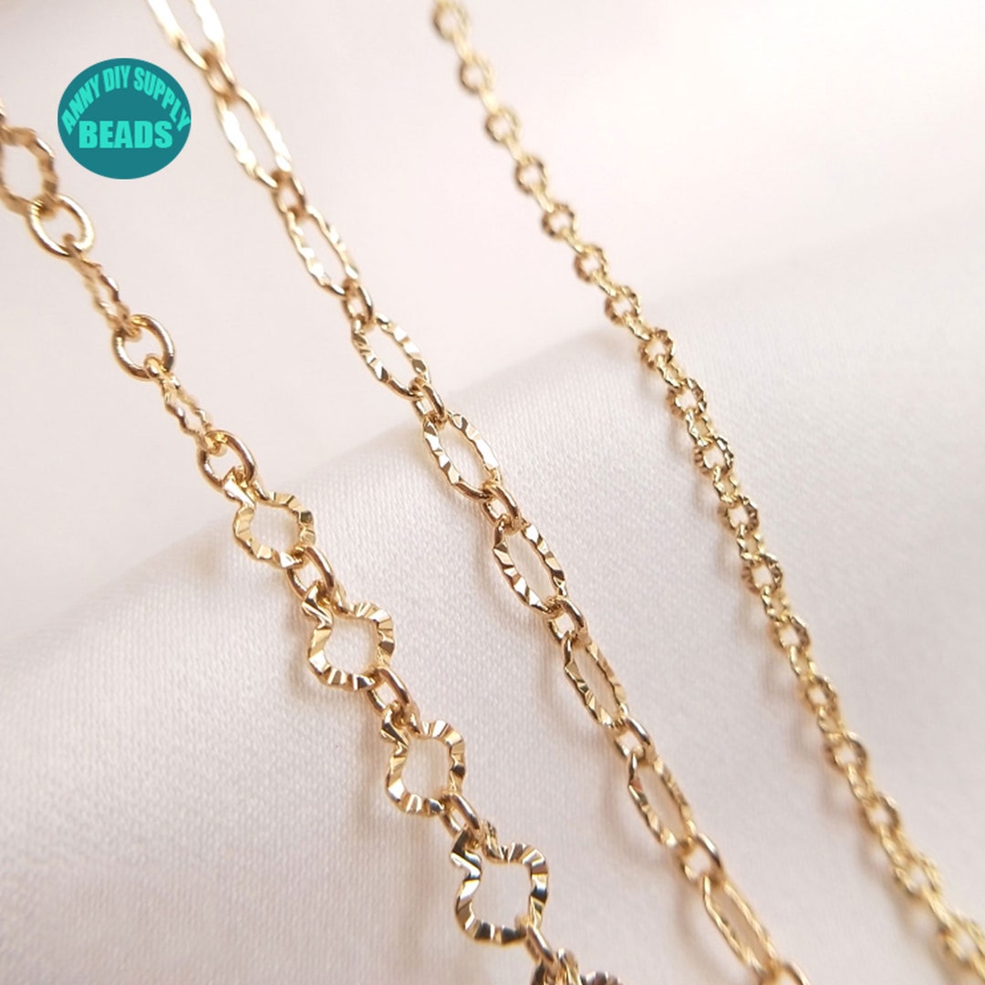 14K Gold Plating Chain,necklace Chain,14k Gold Plated Chain,cable Chain ...