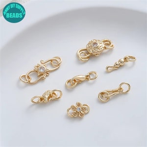 14K Gold Plated S Hook Clasp: Brass Flower Clasp, DIY Jewelry - Etsy