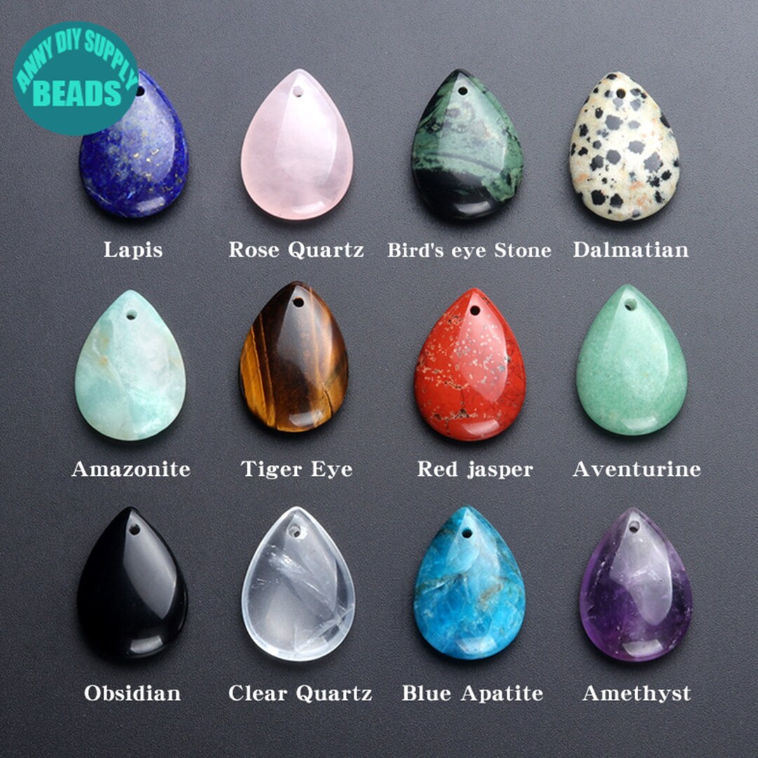 Natural Gemstone Drop Pendant: Crystal Necklace Component (18x25mm) - Etsy