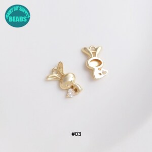 14k Gold Plated Rabbit Charm,gold Bear Charm,bunny Charm,easter Charm ...