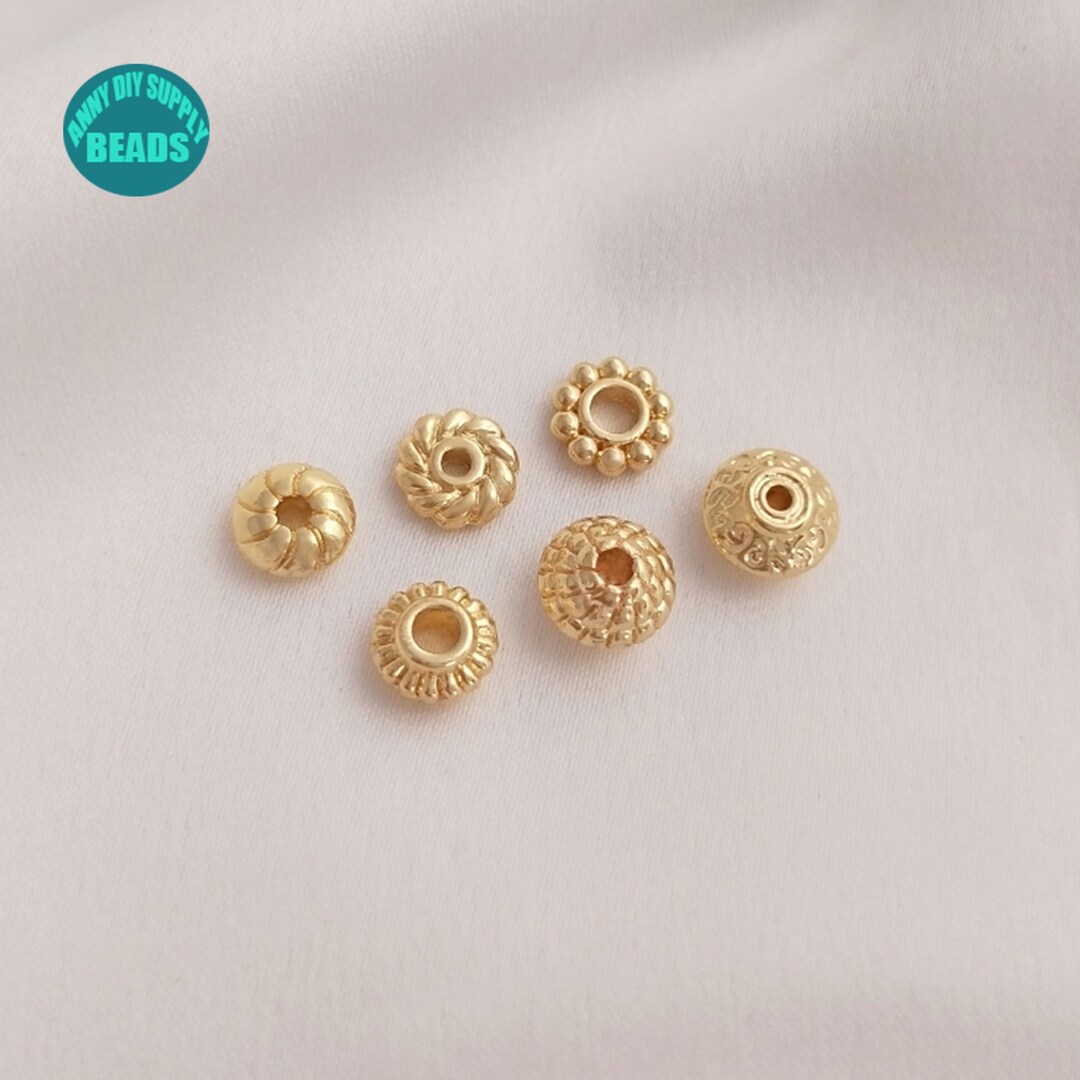 10/50PCS 14K Real Gold Plated Rondelle Beads,gold Plated UFO Beads,gold ...
