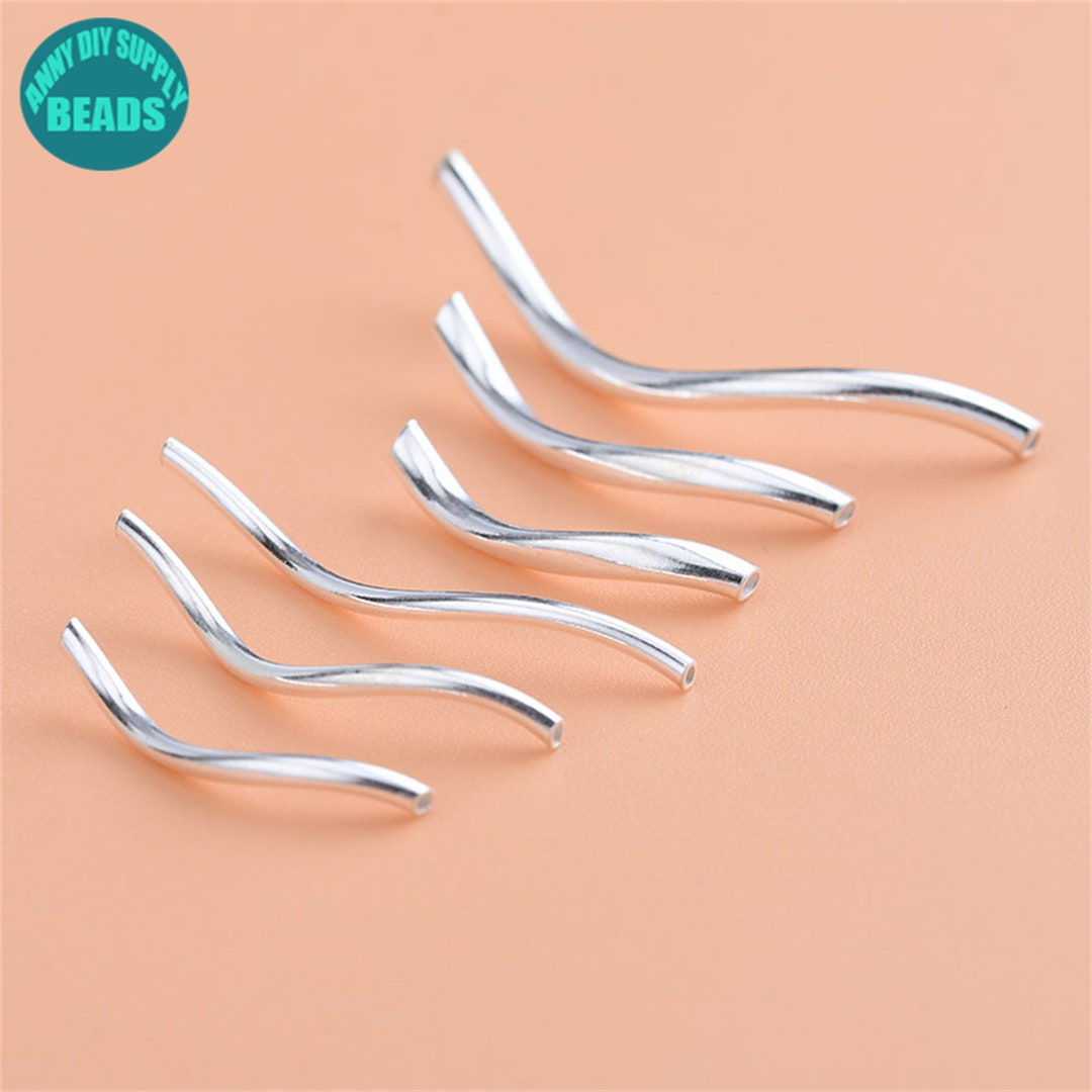 S925 Sterling Silver Curved Tube Beads - Jewelry Making - Etsy
