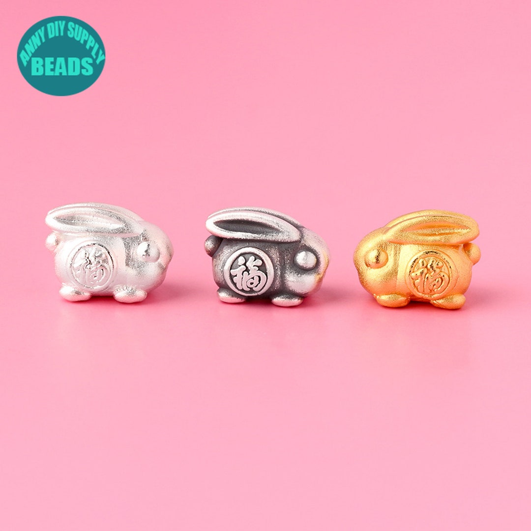 S999 3D Hard Silver Tiny Rabbit Beads,cute Rabbit Beads,bracelet Beads ...