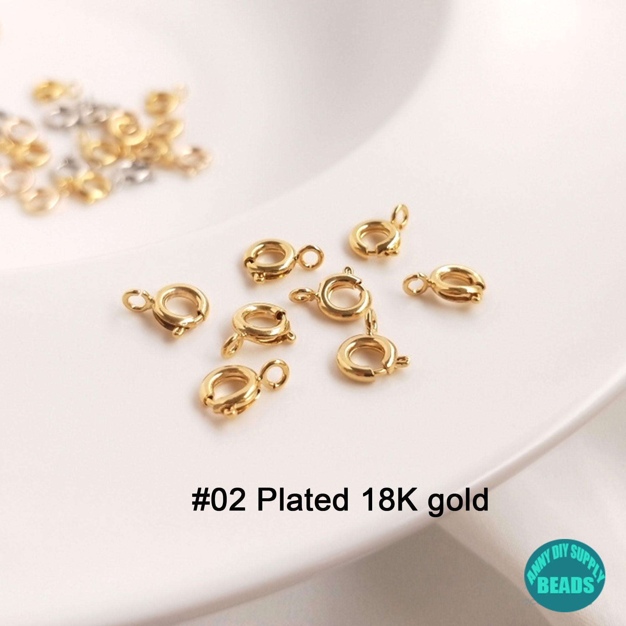 5/10/20/50PCS Gold Plated Brass Spring Ring Clasp,5/5.5mm/6mm/7mm Ring ...
