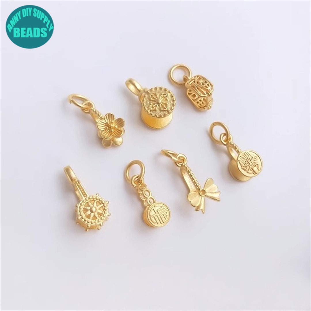18k Matt Gold Plated Jewelry Bails,pendant Bails for Tiny Donut ...