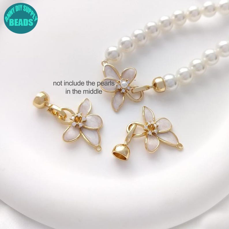 14K Gold Plated Flower Clasp With Pearl Caps: DIY Jewelry Supply - Etsy