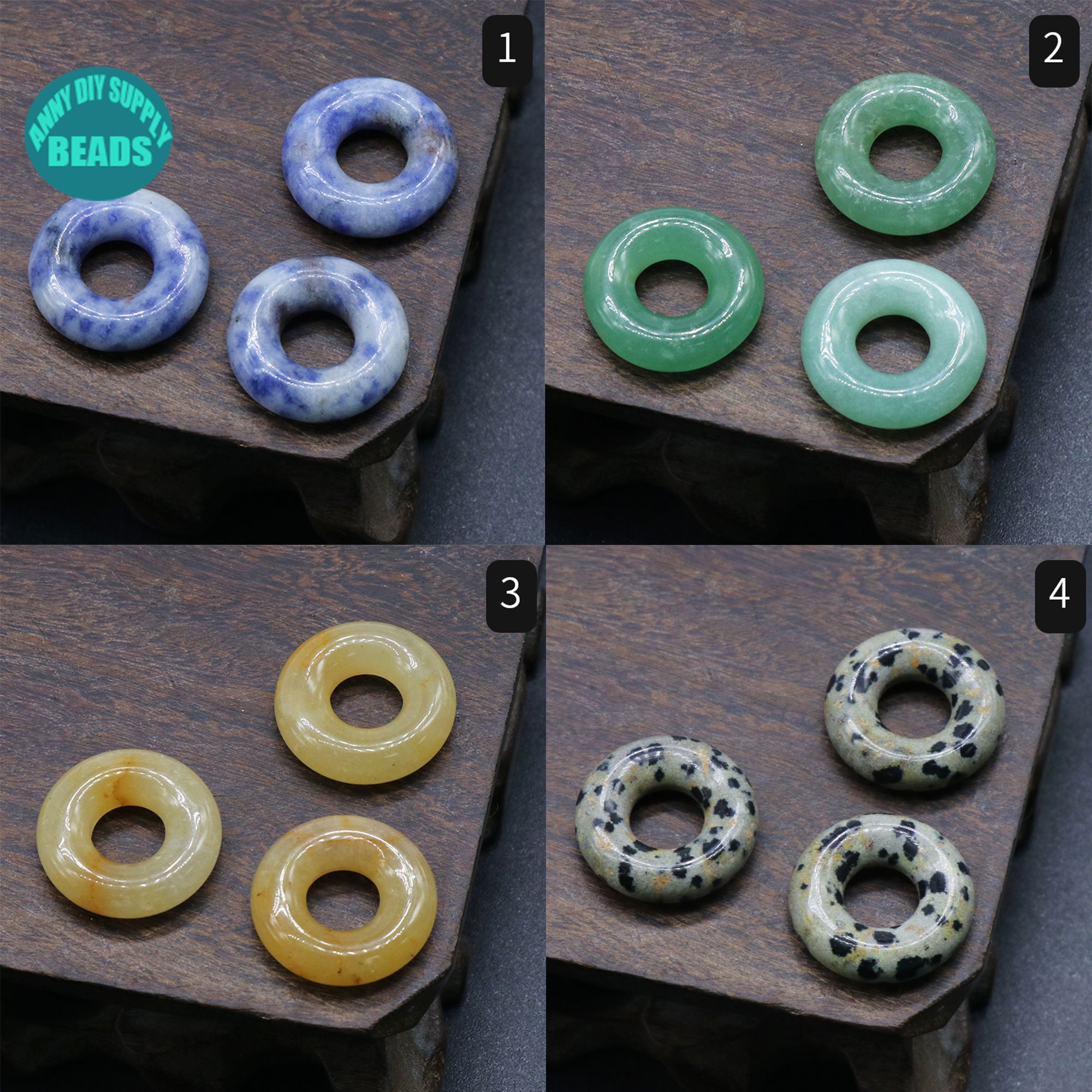 20mm Donut Beadsnatural Gemstone Beadsgemstone Donut | Etsy