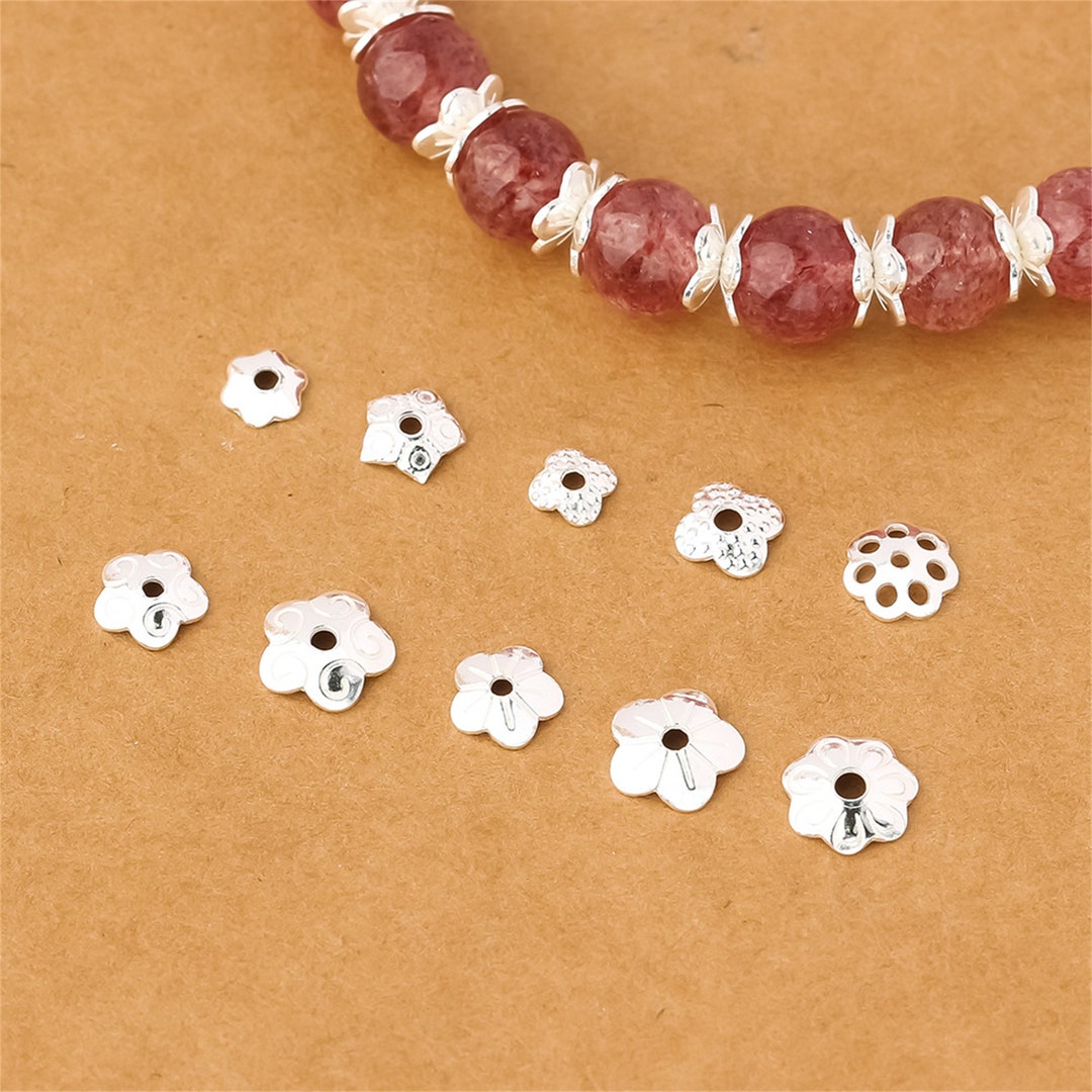 S925 Solid Sterling Silver Bead Caps,tiny Flower Bead Caps,silver Bead ...