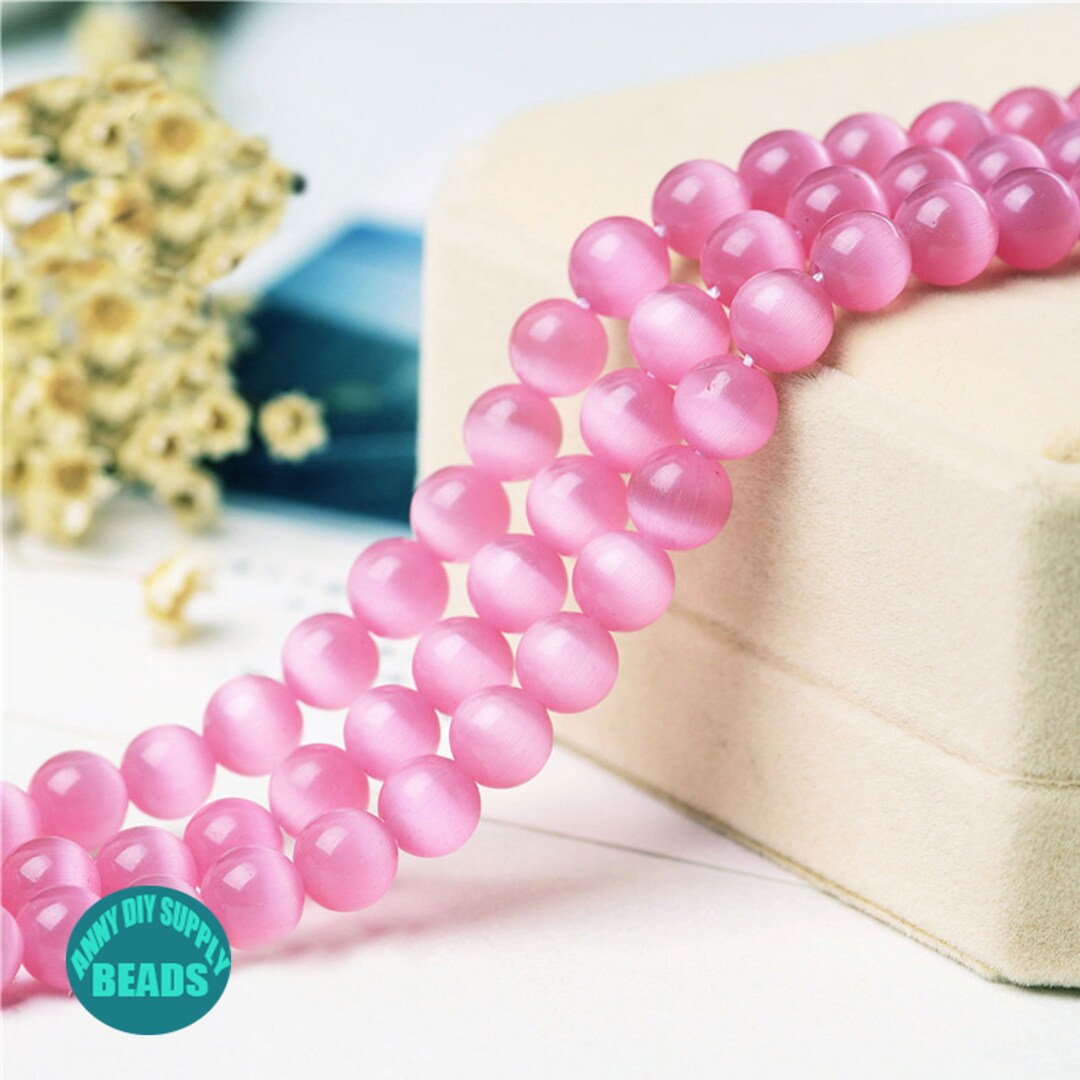 6mm-12mm Pink Cat Eye Beads,cat Eye Beads,crystal Beads,full Strand 15 ...
