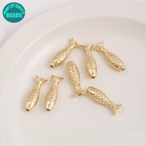 14K Gold Plated Fish Beads,animal Beads,bracelet Beads,jewelry Making ...