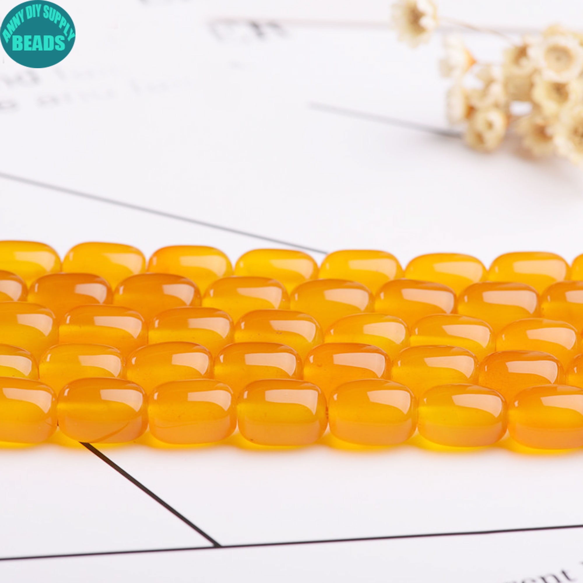 Genuine Natural Yellow Agate Beads,yellow Agate Drum Beads,yellow ...