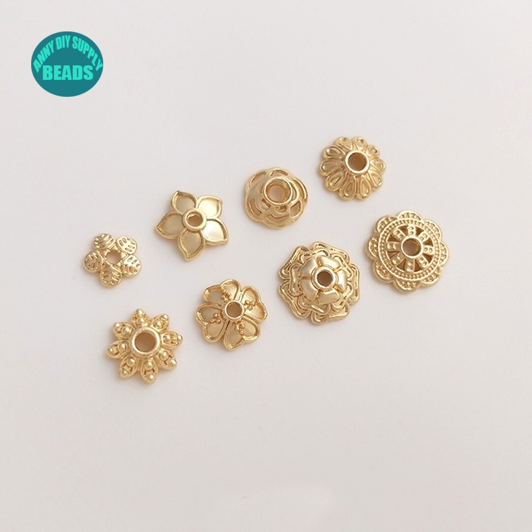 14K Real Gold Plated Brass Bead Caps,gold Bead Caps - Etsy