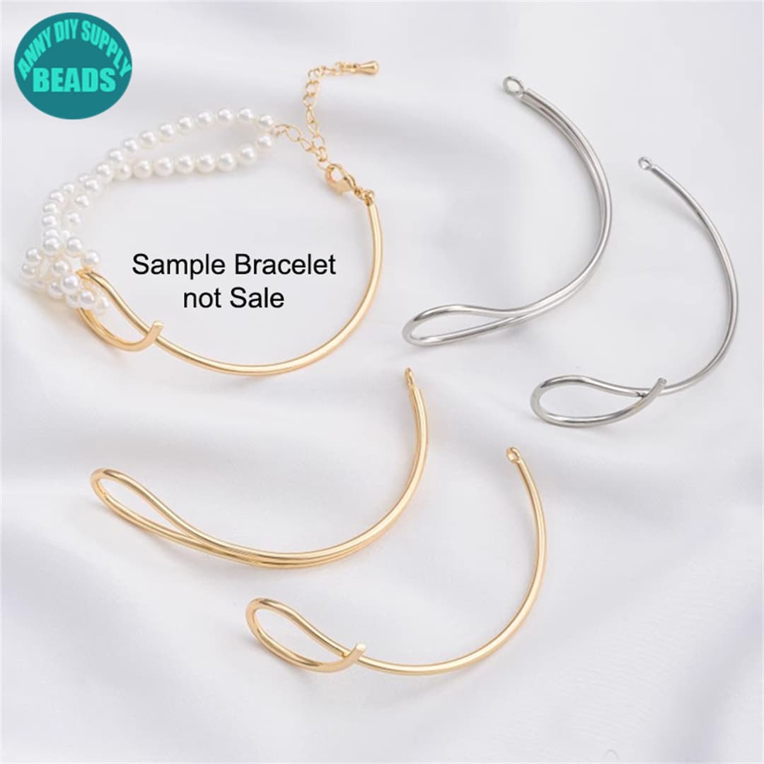 14K Gold Plated Brass Half Bangle,bracelet Making Supply,half Braceket ...