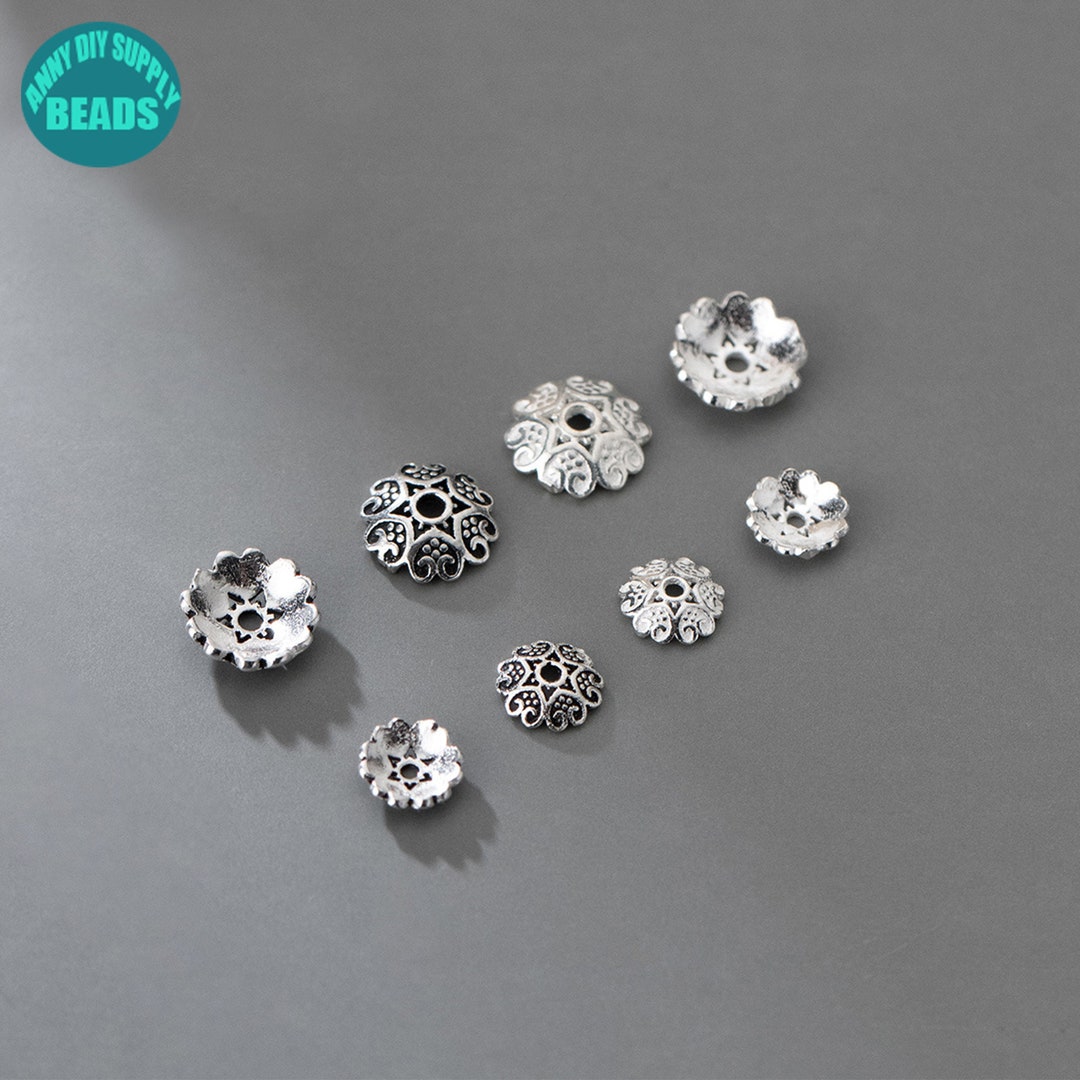 S925 Solid Sterling Silver Bead Caps,flower Bead Caps,silver Bead Caps ...