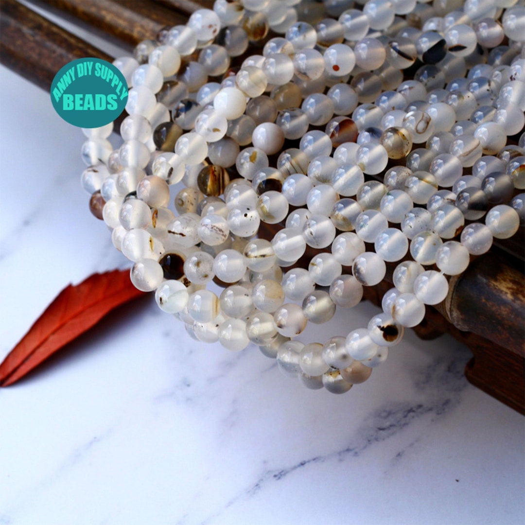 6/8/10/12mm Ink Agate Beads,smooth Round Gemstone Beads,agate Beads ...