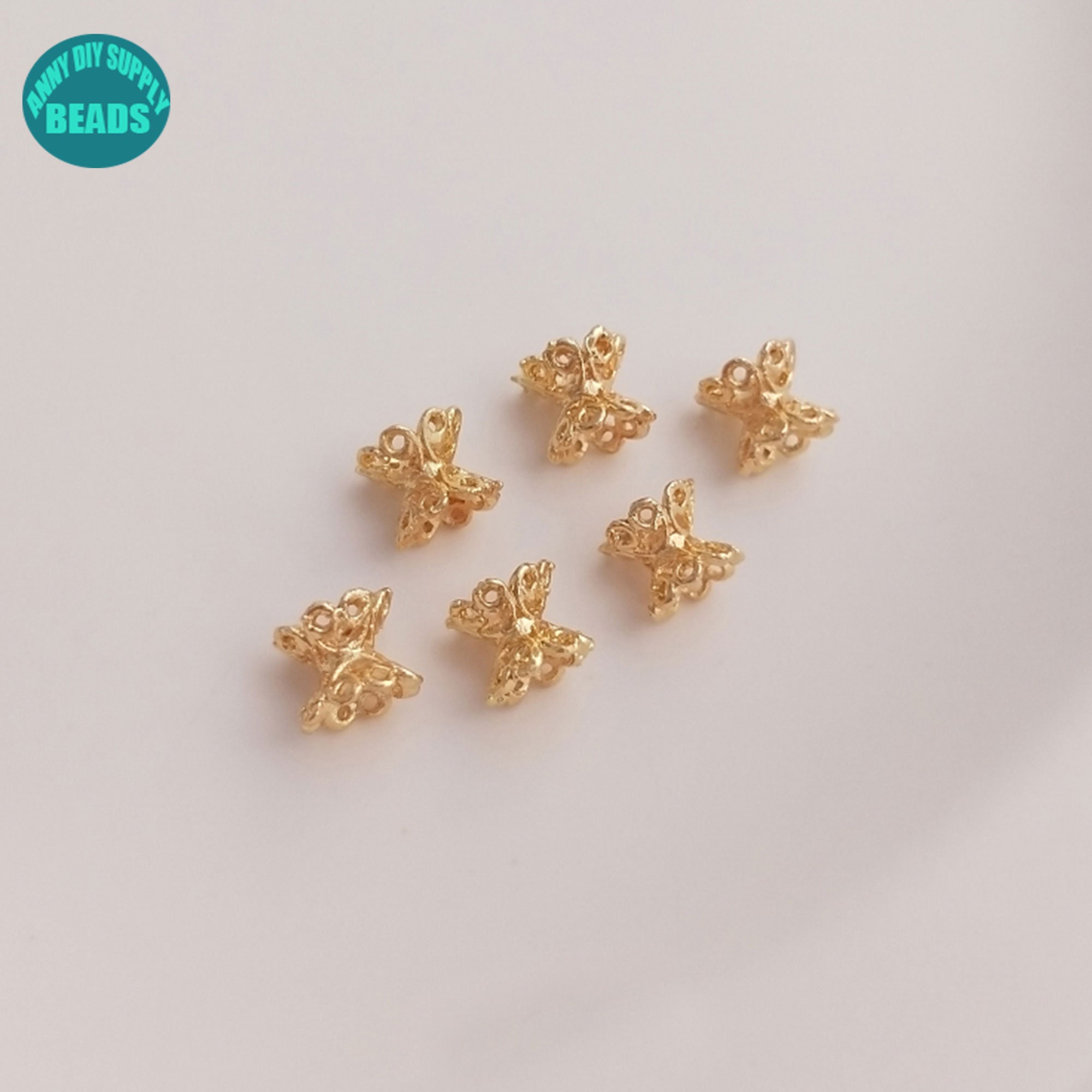 5mm 14K Real Gold Plated Bead Caps,gold Bead Caps,double Flower Cap - Etsy