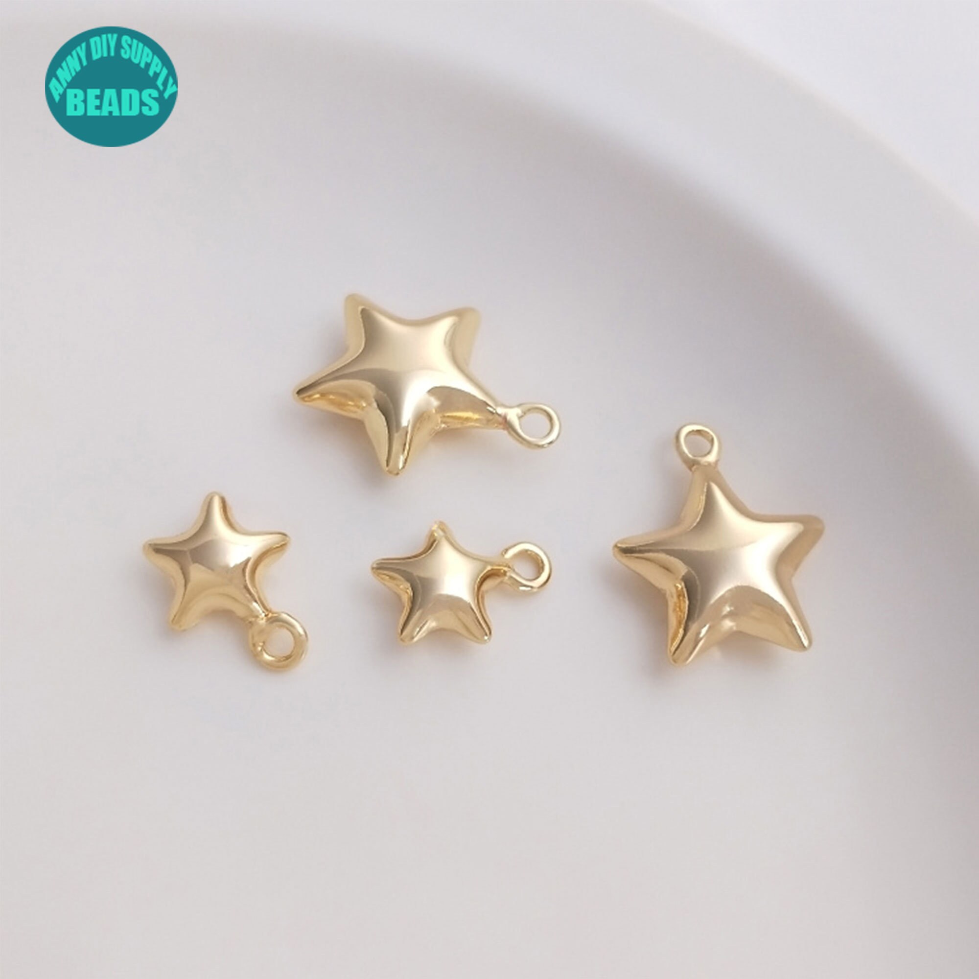 1/5/10/20pcs 14K Real Gold Plated Puff Star Charm,gold Star Pendant - Etsy