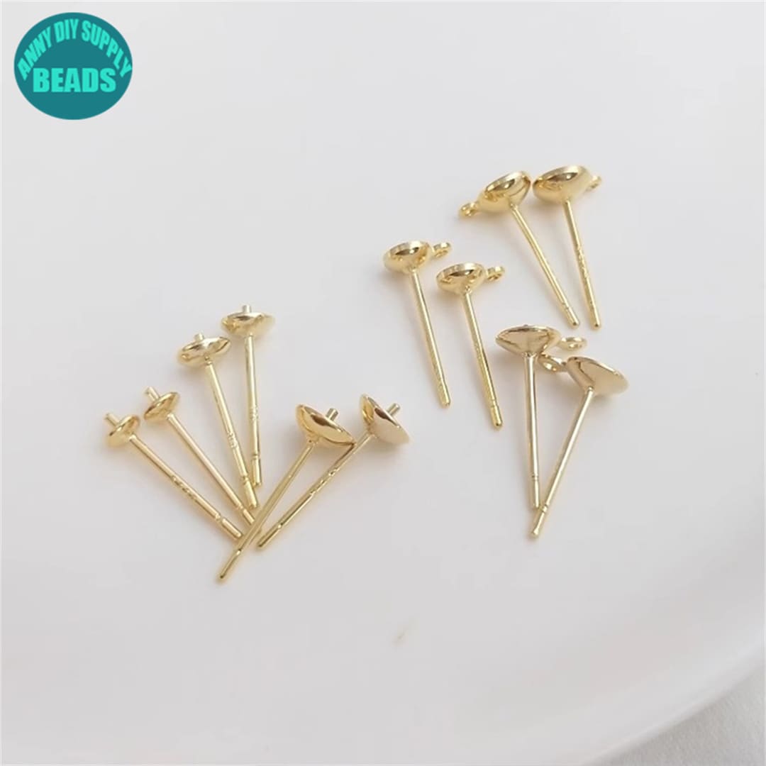 3/4/5mm 14K Light Gold Plated Brass Earring Posts,earring Post With ...