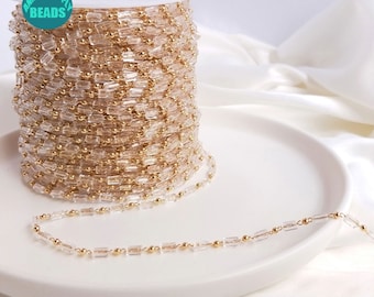 Brass Flower Link Chain Gold Link Chain Cubic Zirconia CZ Link Chain ...