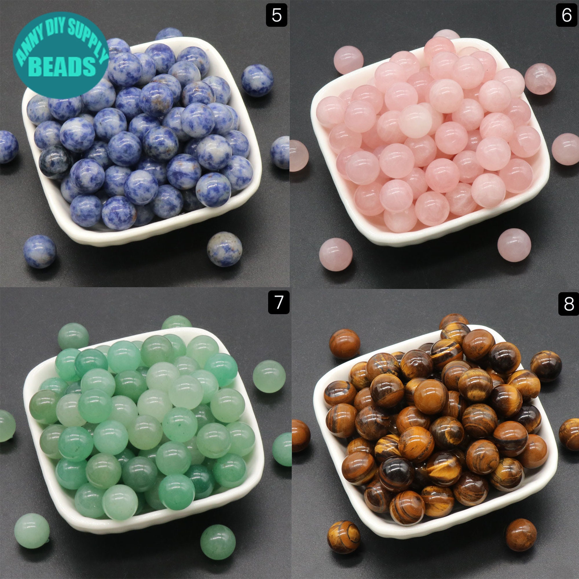 12mm No Hole Natural Gemstone Beads,no Hole Beads,no Hole Gemstone ...